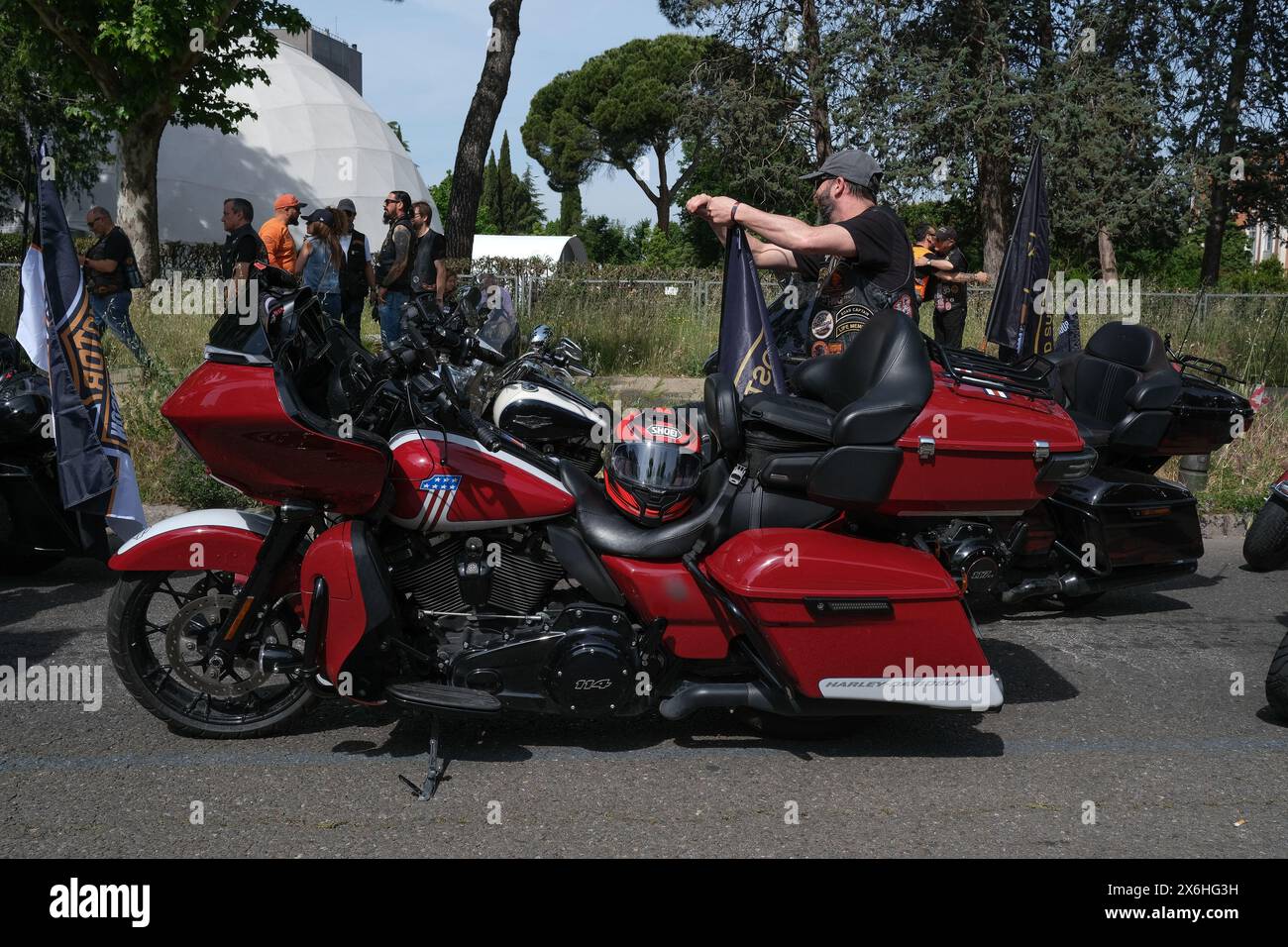 Harley-Davidson motorcycles during a Harley Davidson biker rally before ...