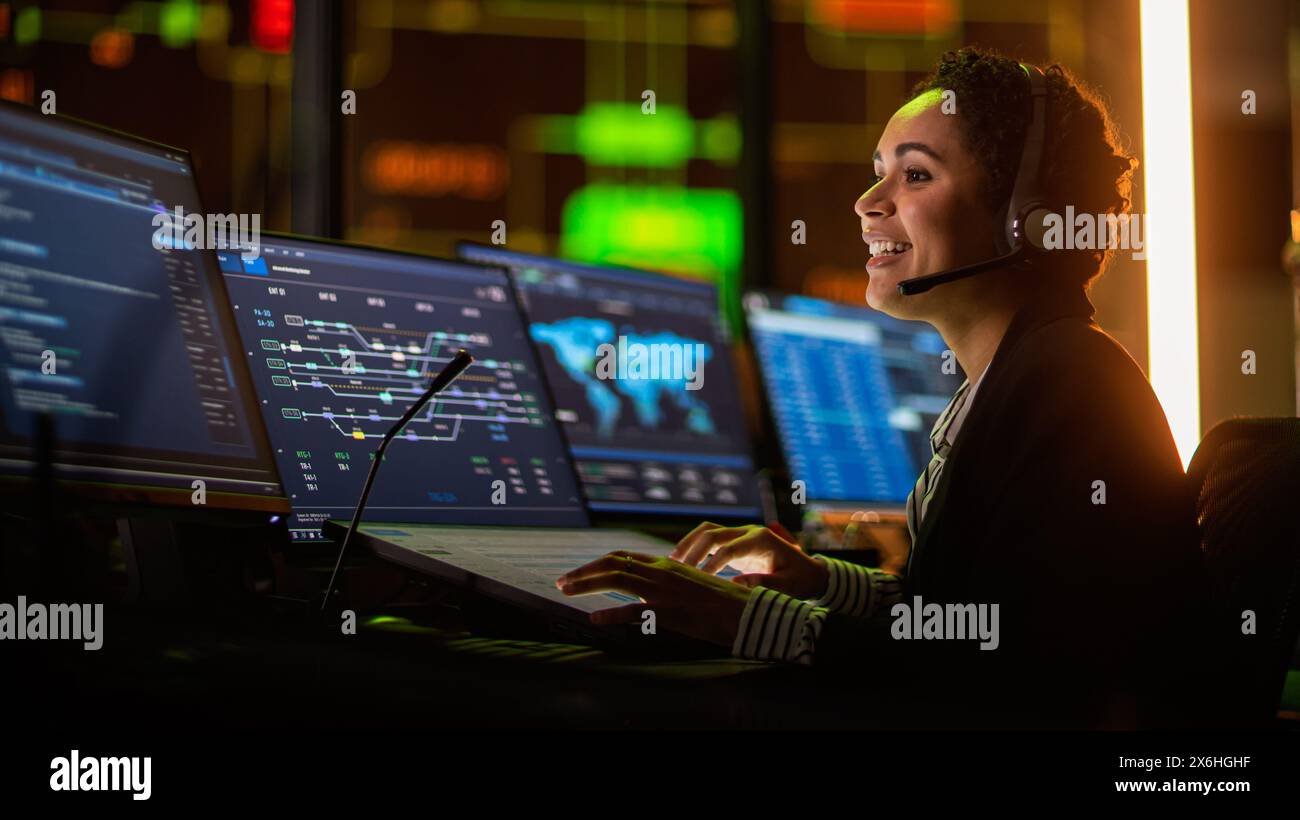 Portrait of Professional IT Technical Support Specialist Working on ...