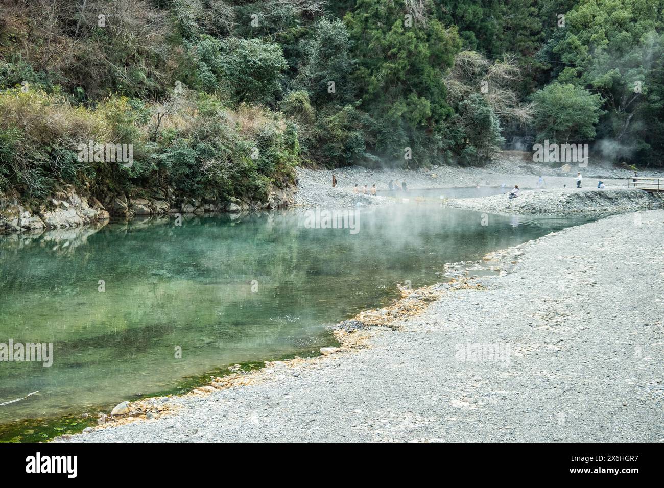 Kawayu Onsen river hot springs along the Kumano Kodo, Wakayama, Japan ...