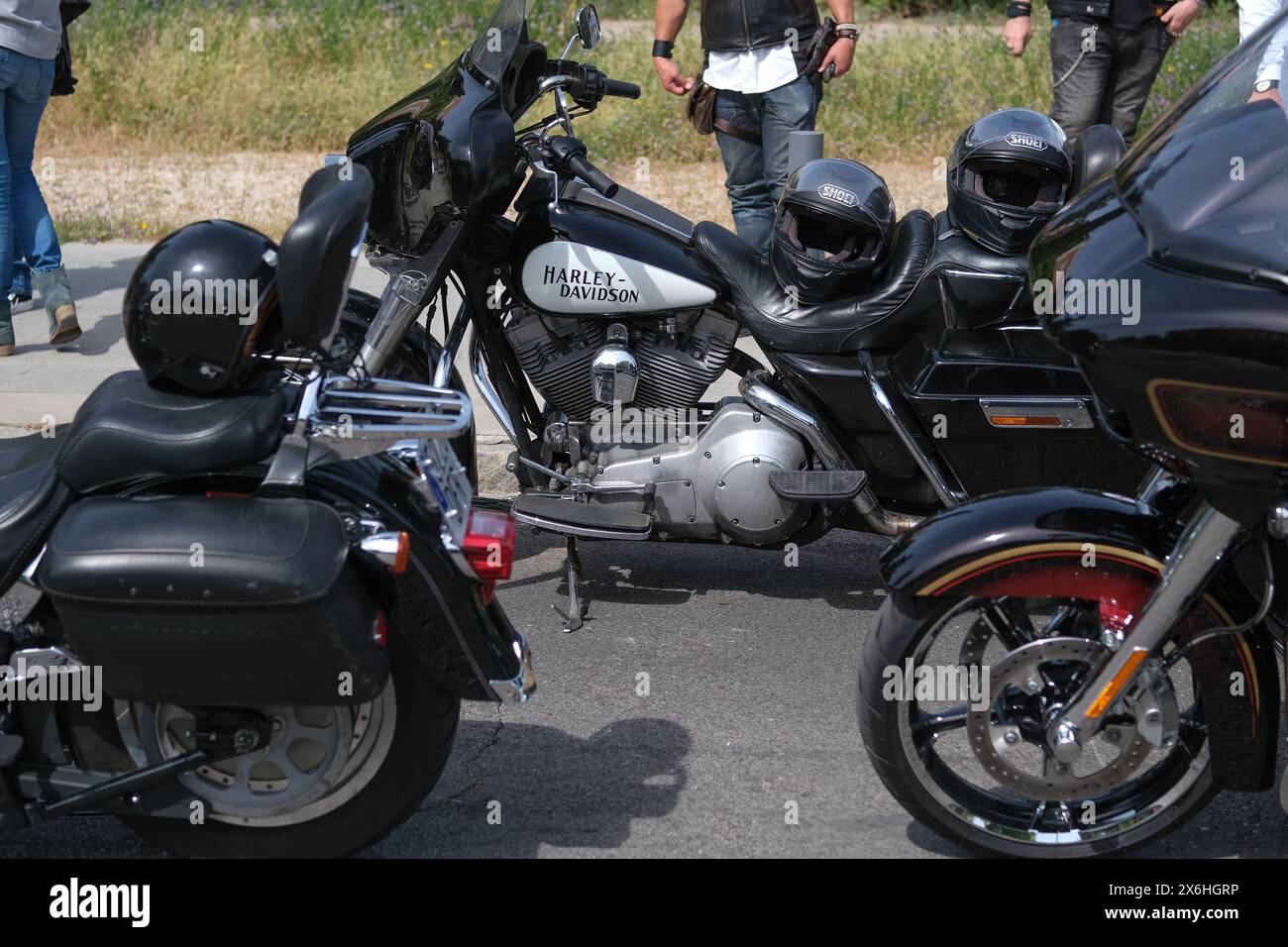 Harley-Davidson motorcycles during a Harley Davidson biker rally before ...