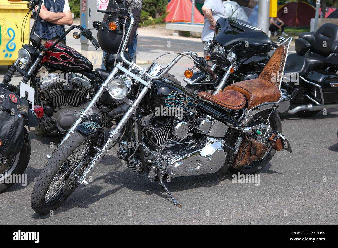 Harley-Davidson motorcycles during a Harley Davidson biker rally before ...