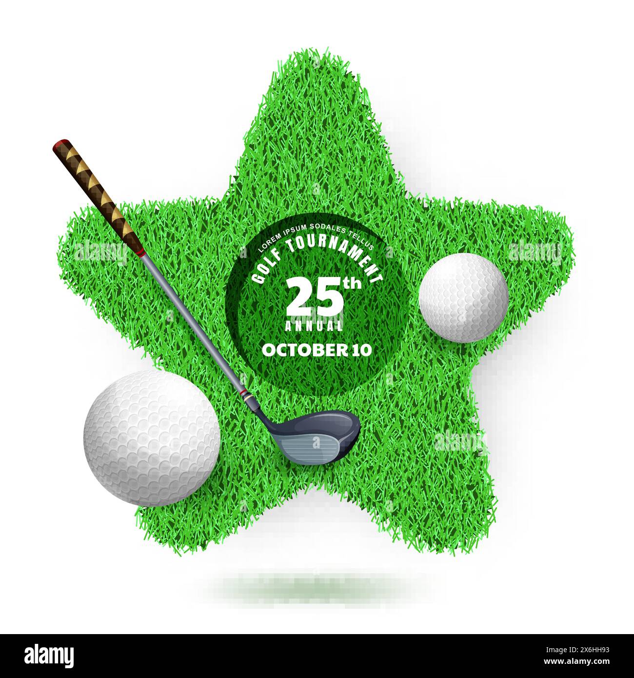 Golf club tournament, poster banner design template. Star shape golf ...
