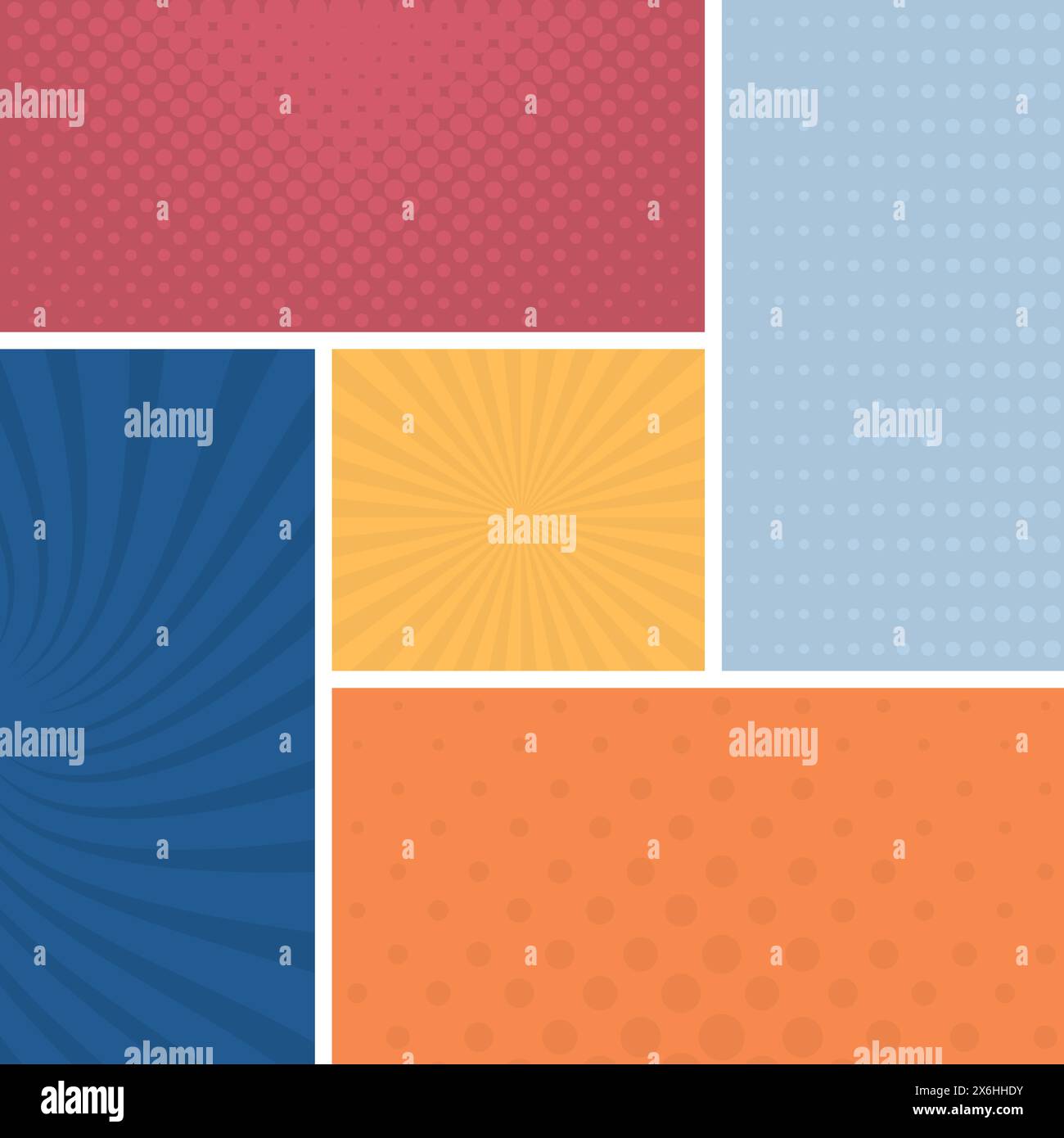 Colorful comic book page background in pop art style. Empty template ...