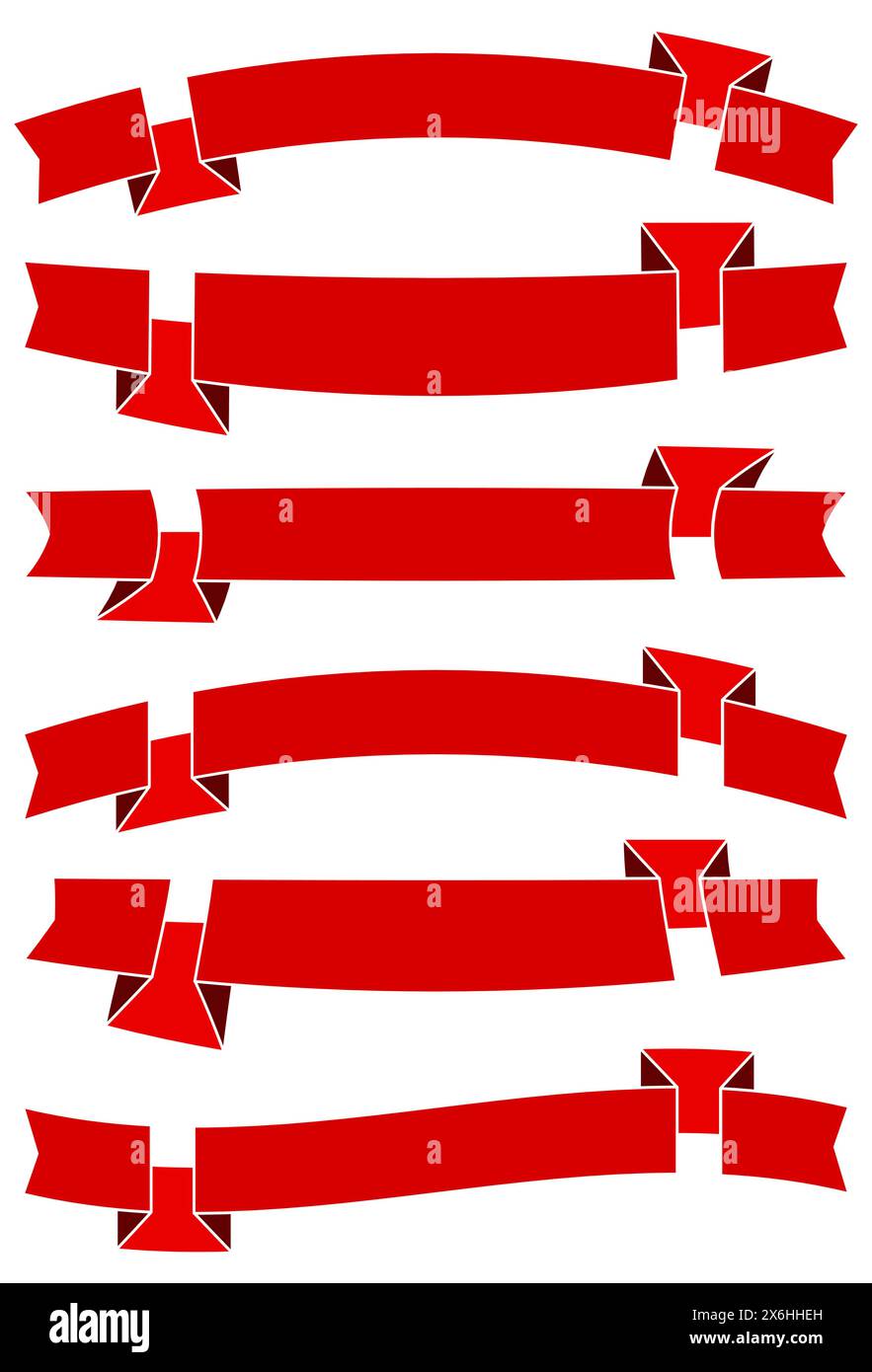 Set of six red cartoon ribbons for web design. Great design element ...