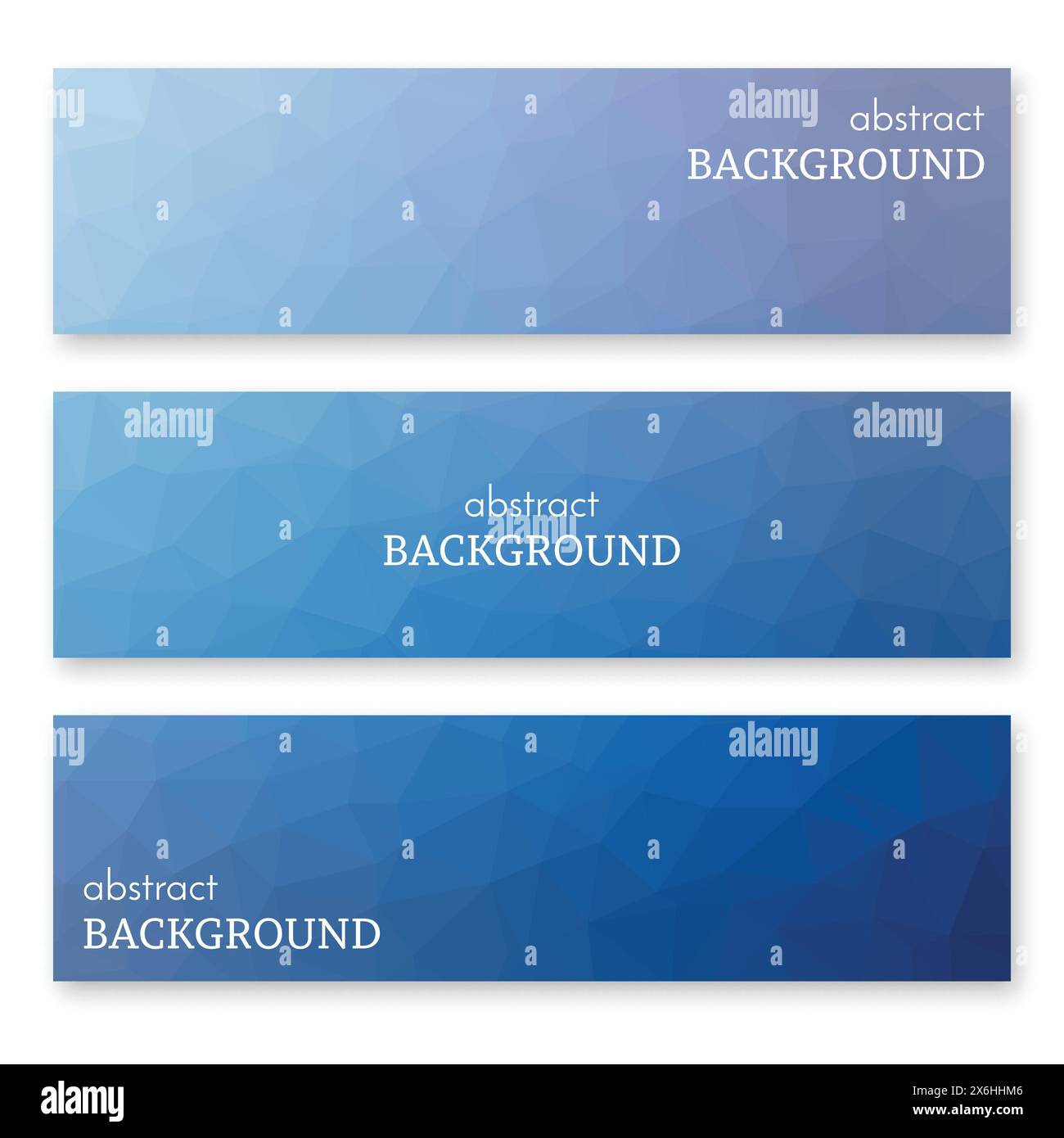 Set of three blue banners in low poly art style. Background with place ...