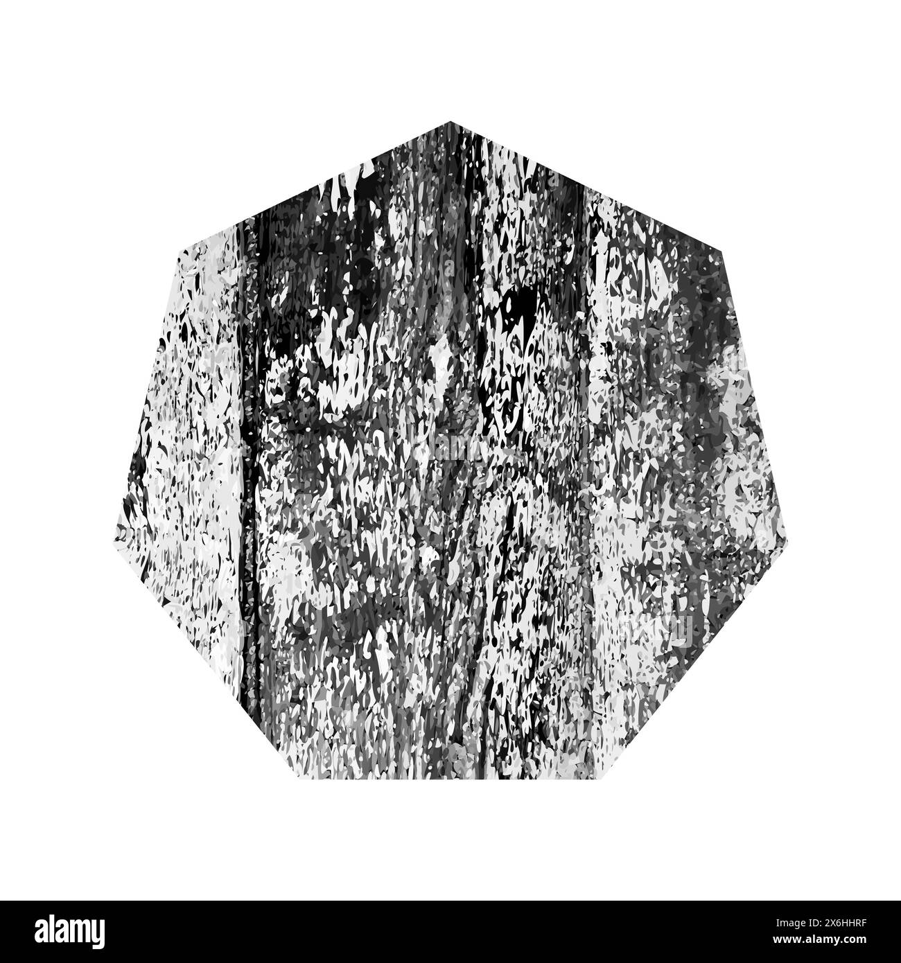 Scratched heptagon. Dark figure with distressed grunge wood texture ...