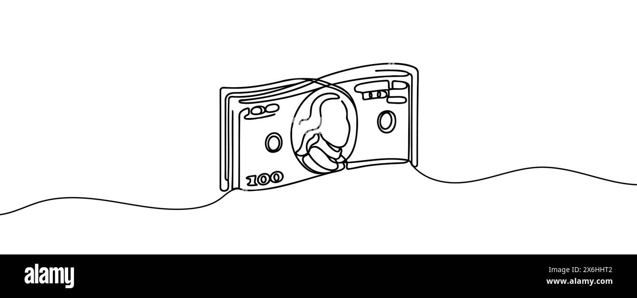Continuous one line drawing dollar paper. Country currency concept ...