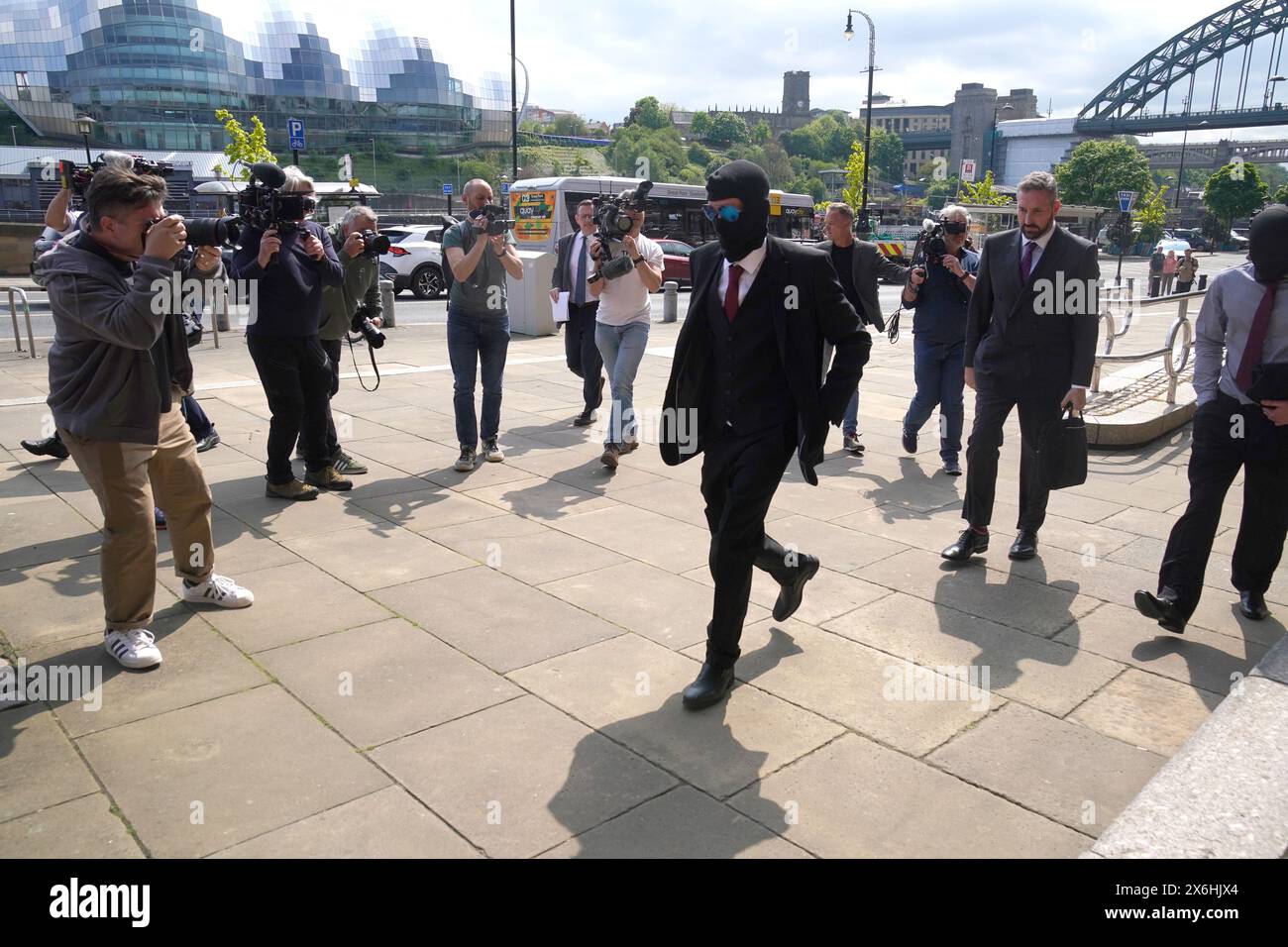 Daniel Graham (centre) and Adam Carruthers (right) leaving Newcastle ...