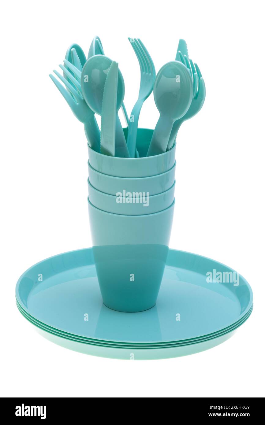 picnic utensils isolated on white background Stock Photo - Alamy