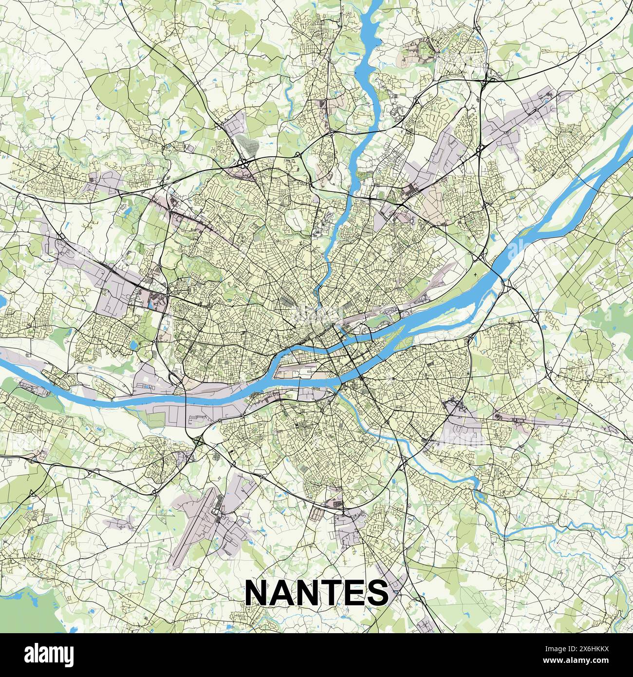 Nantes france city map hi-res stock photography and images - Alamy