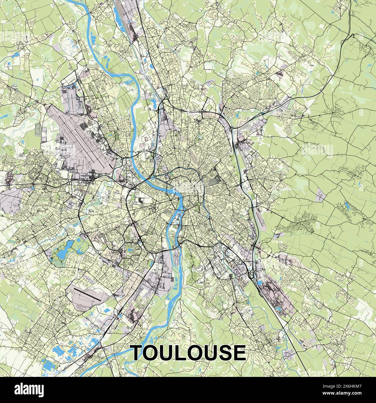Toulouse city map hi-res stock photography and images - Alamy