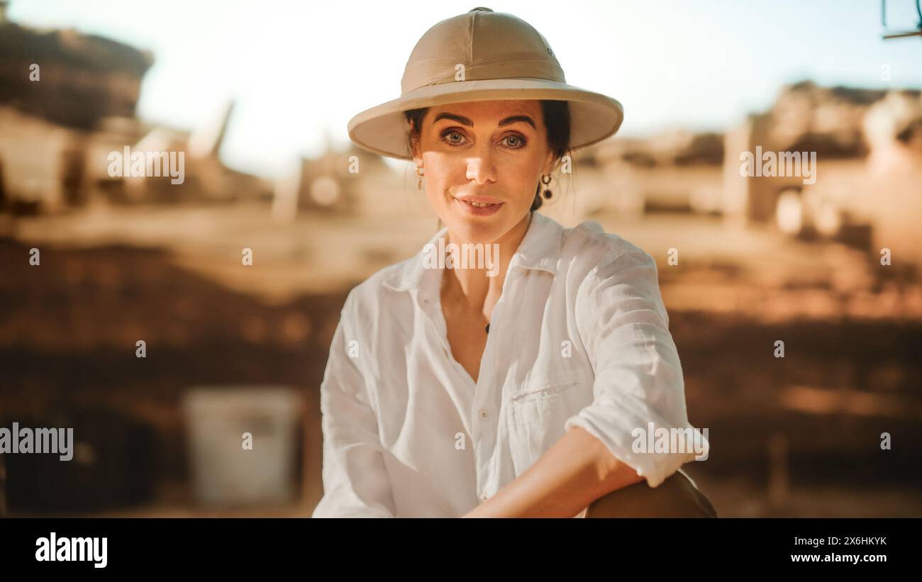 Portrait of Beautiful Female Adventurer Posing and Looking at Camera ...