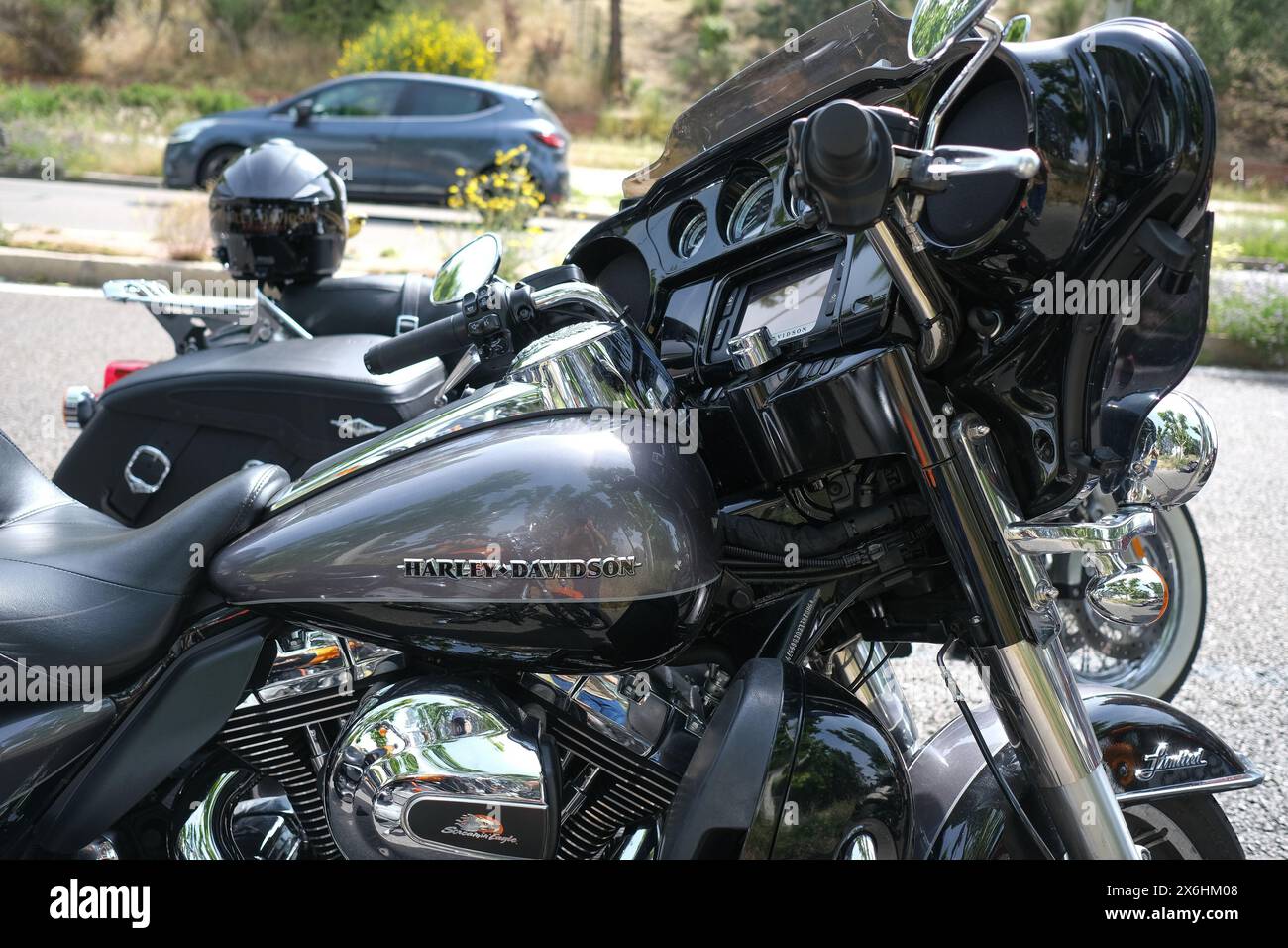 Harley-Davidson motorcycles during a Harley Davidson biker rally before ...