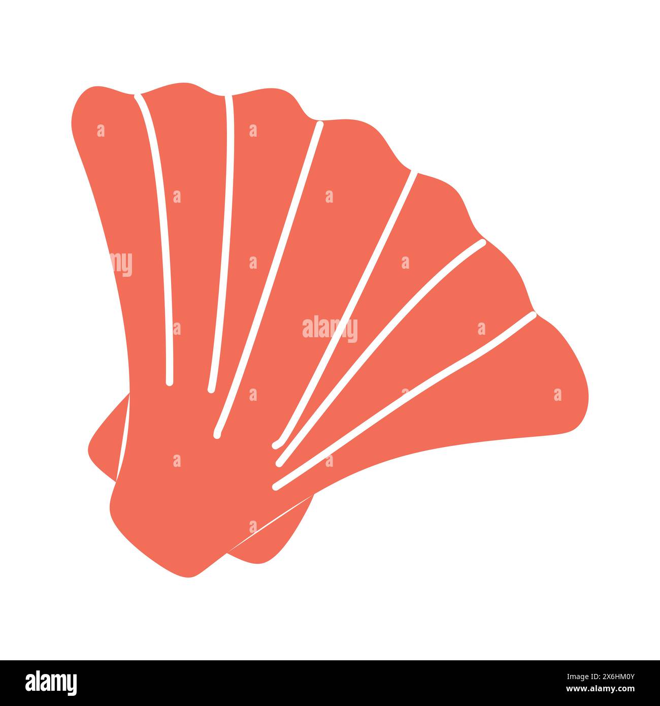 Vector Seashell in Flat design. Red Vector Scallop sea shell. Mollusk ...