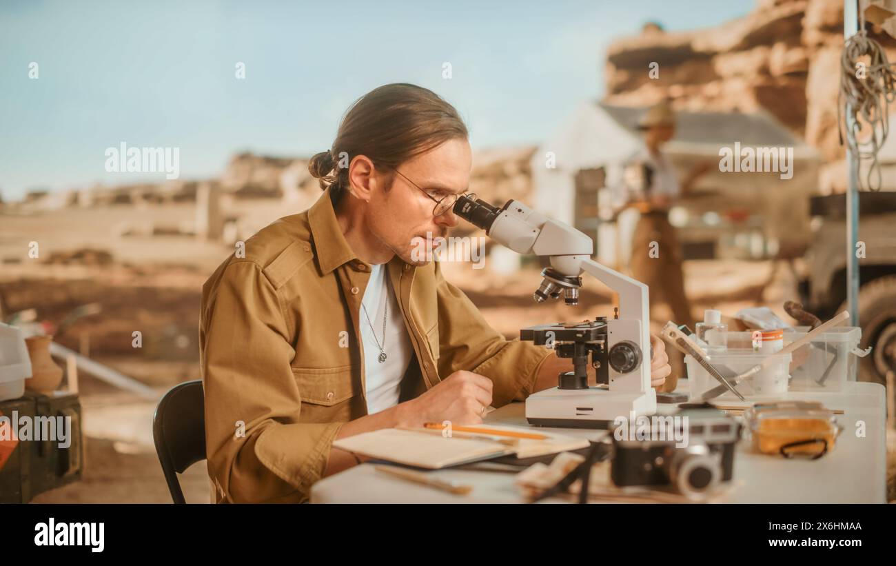 Archaeological Digging Site: Male Archeologist Doing Indigenous Culture ...