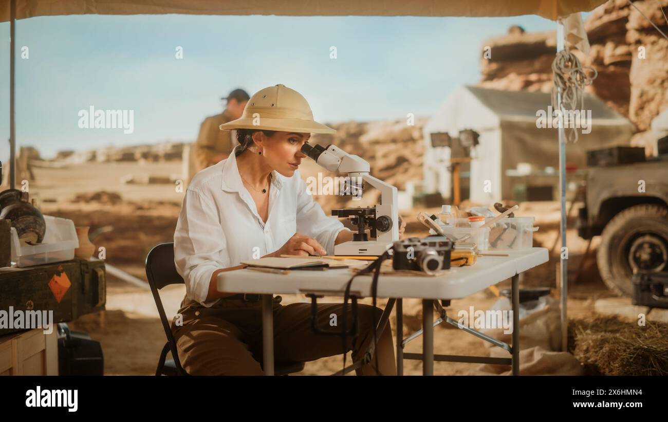 Archeological Digging Site: Great Female Archaeologist Doing Cultural ...