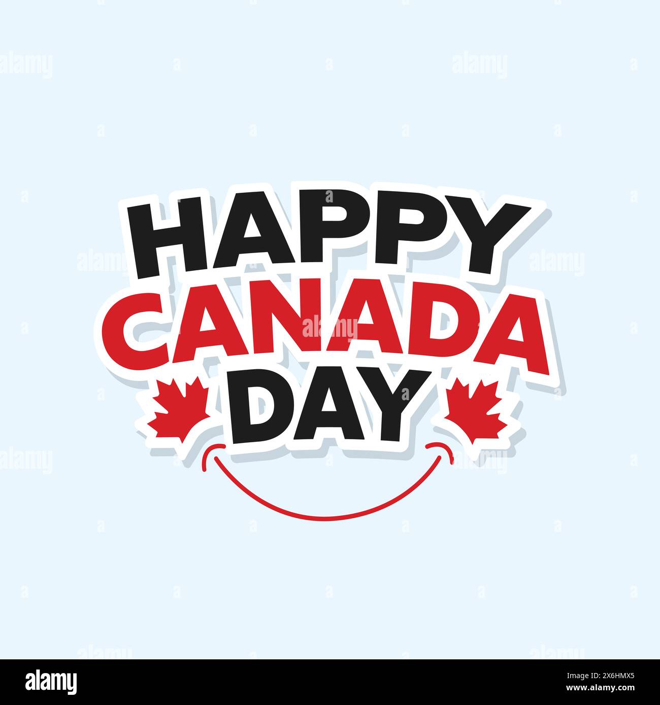 Happy Canada day typography poster design with a maple leaf and smile ...