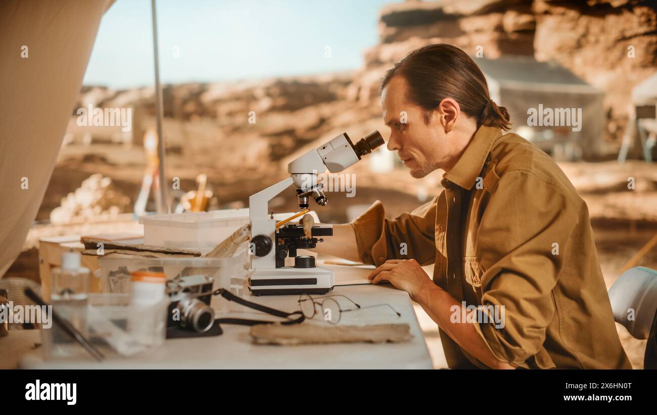 Archaeological Digging Site: Great Male Archaeologist Doing Cultural ...
