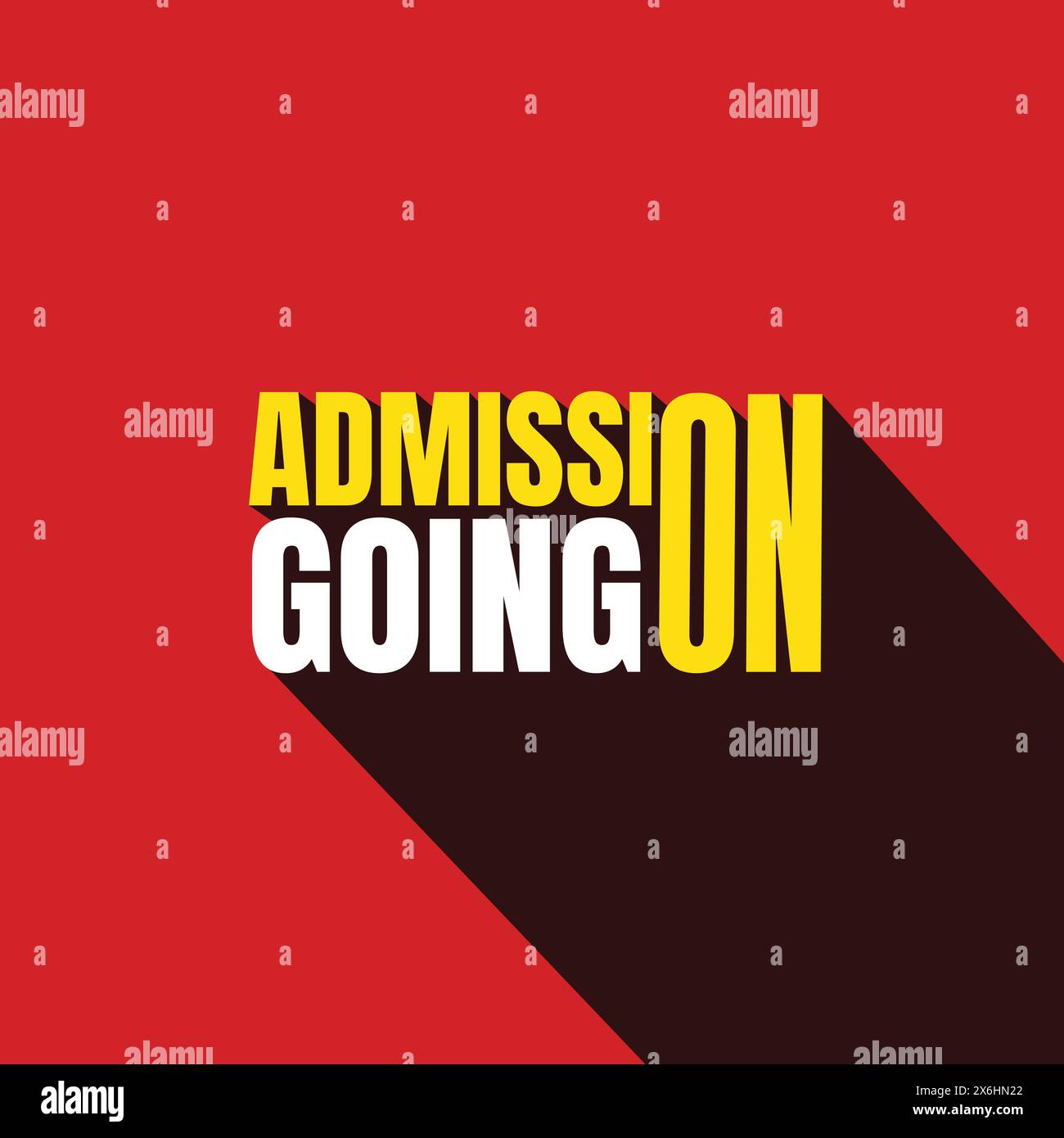Admission going on banner with modern typography on red color background. Admission open logo ...