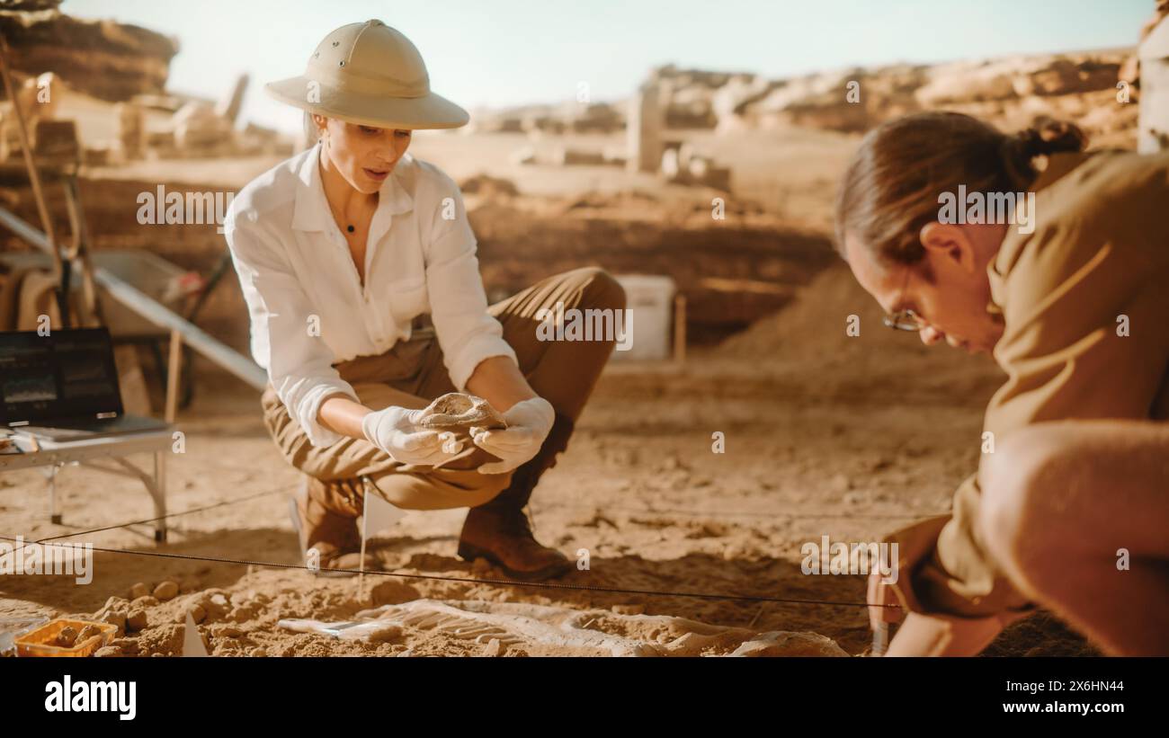 Archaeological Digging Site: Two Great Paleontologists Cleaning Newly ... Archaeological Digging Site: Two Great Paleontologists Cleaning Newly ...