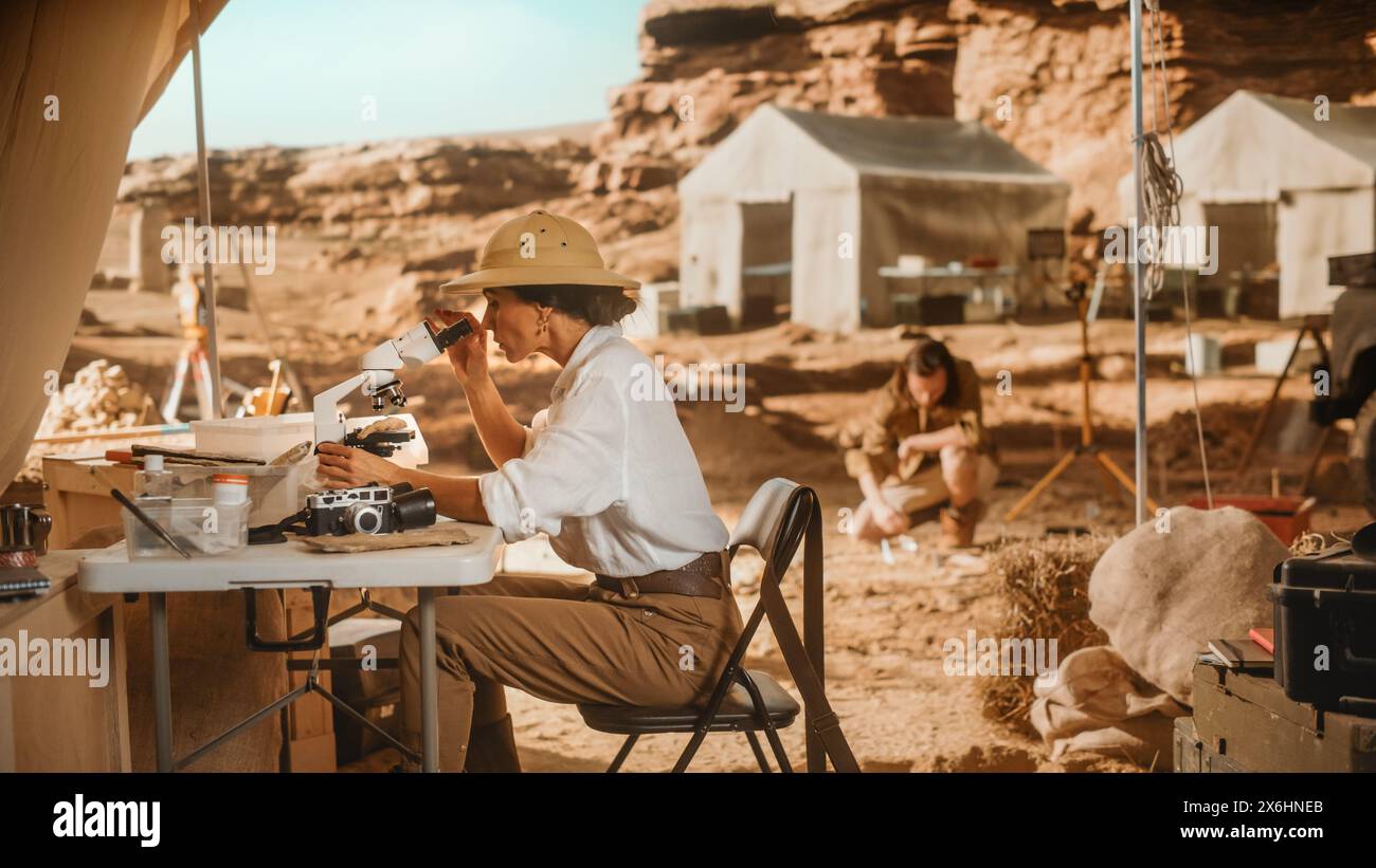 Archaeological Digging Site: Great Female Archaeologist Doing Cultural ...