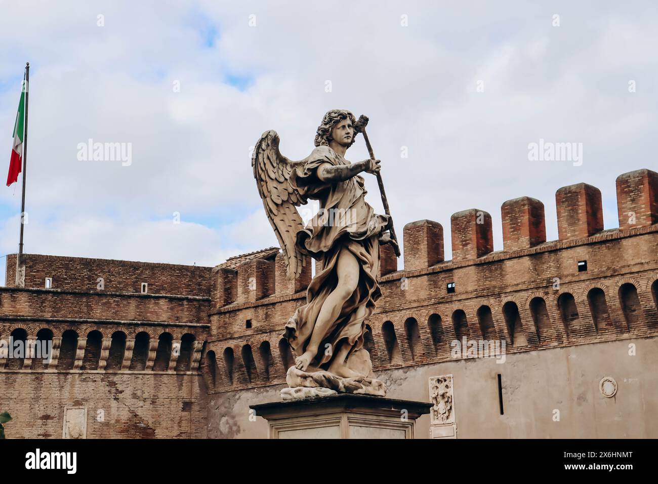 St. Angelo Bridge and Castel Sant'Angelo in Rome on a cloudy December ...