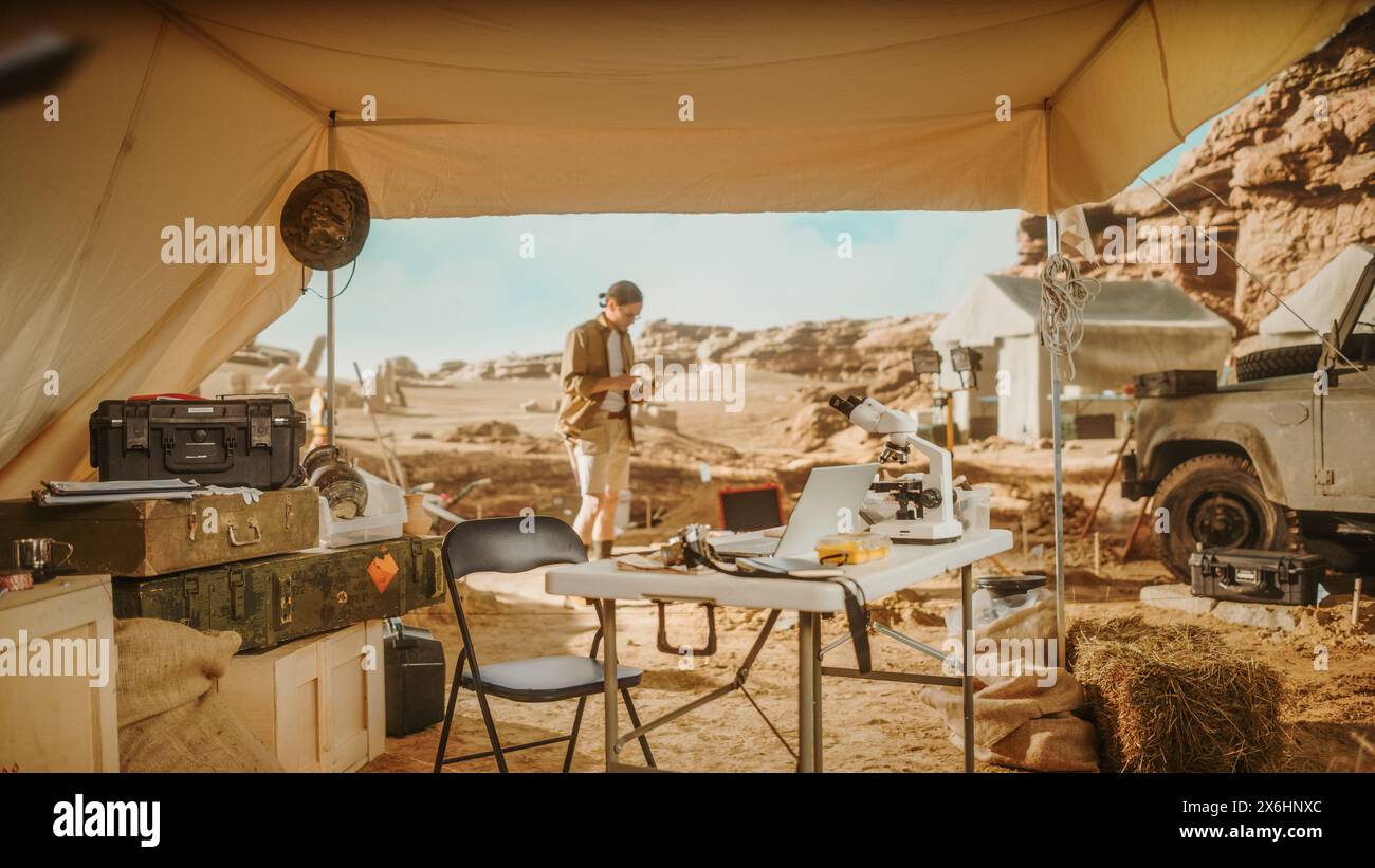 Archaeological Digging Site: Male Archaeologist Doing Indigenous ...