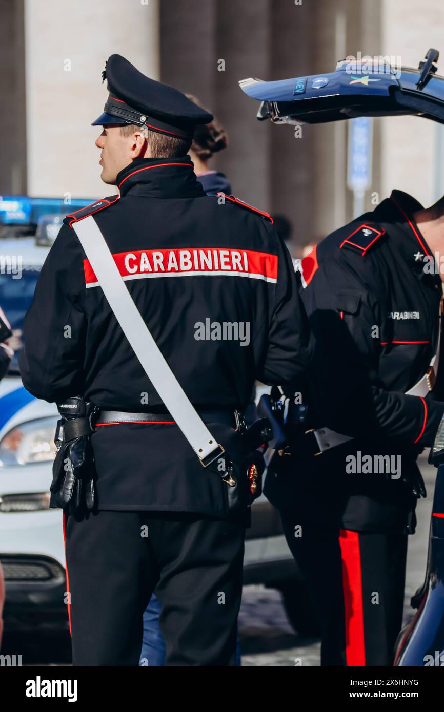 Rome, Italy - 27.12.2023: A Carabinieri in Rome, national gendarmerie ...
