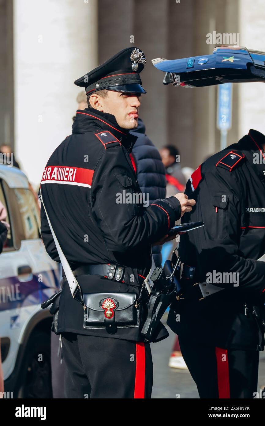 Rome, Italy - 27.12.2023: A Carabinieri in Rome, national gendarmerie ...