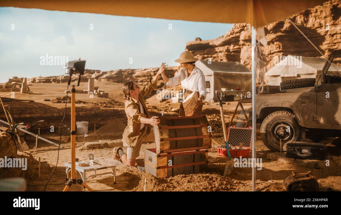 Archaeological Digging Site: Two Great Adventurers on Treasure Hunt ...