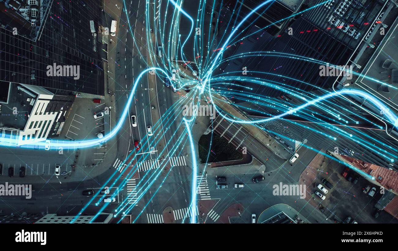 VFX and E-Commerce Visualization of Information Lines Flying from Tablet into Global Digital ...