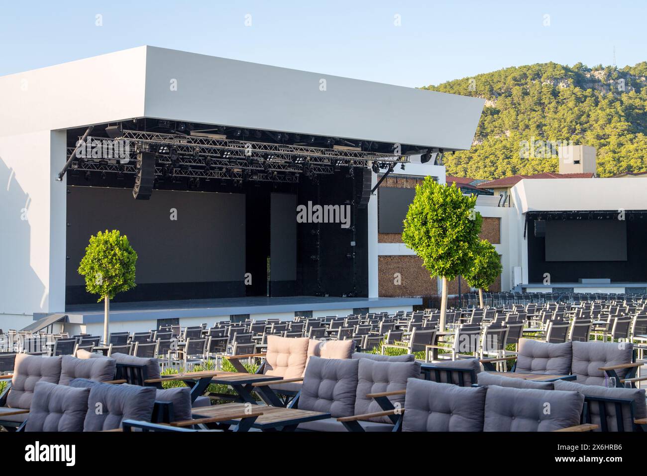Concert stage performances hotel guests Stock Photo - Alamy