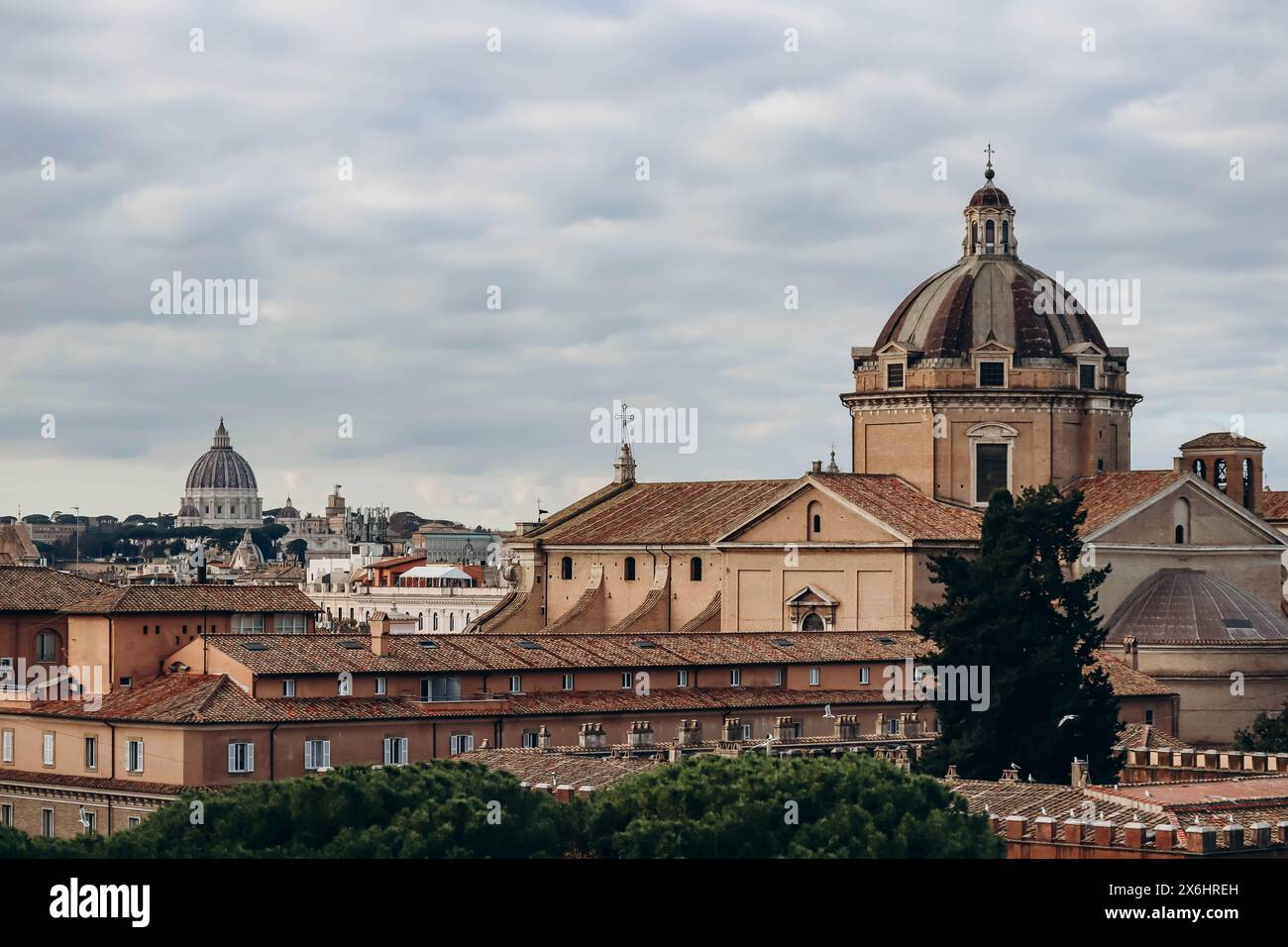 Skyline and rooftops of Rome from Victor Emmanuel II Monument Stock ...