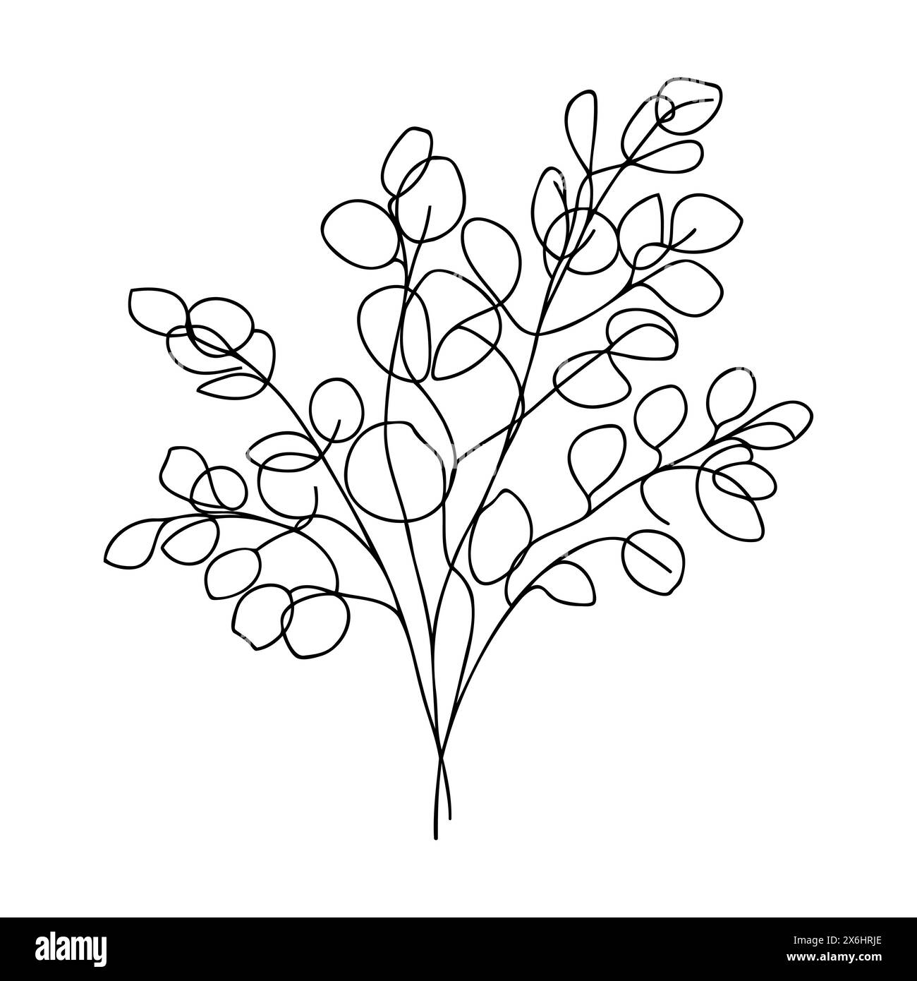 Eucalyptus branch continuous one line drawing. Abstract nature ...
