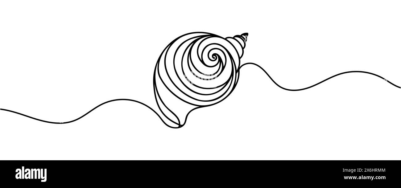 seashell, continuous one line drawing. Vector minimalist linear ...