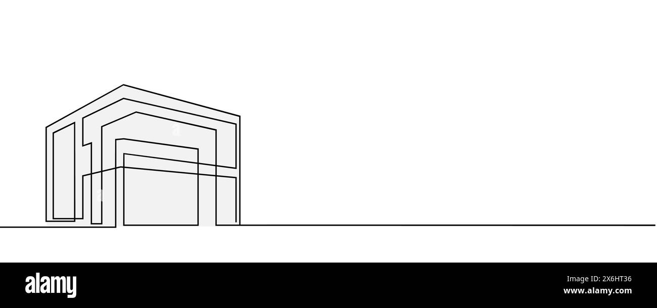 Modern house in one line continuous drawing style isolated on white ...