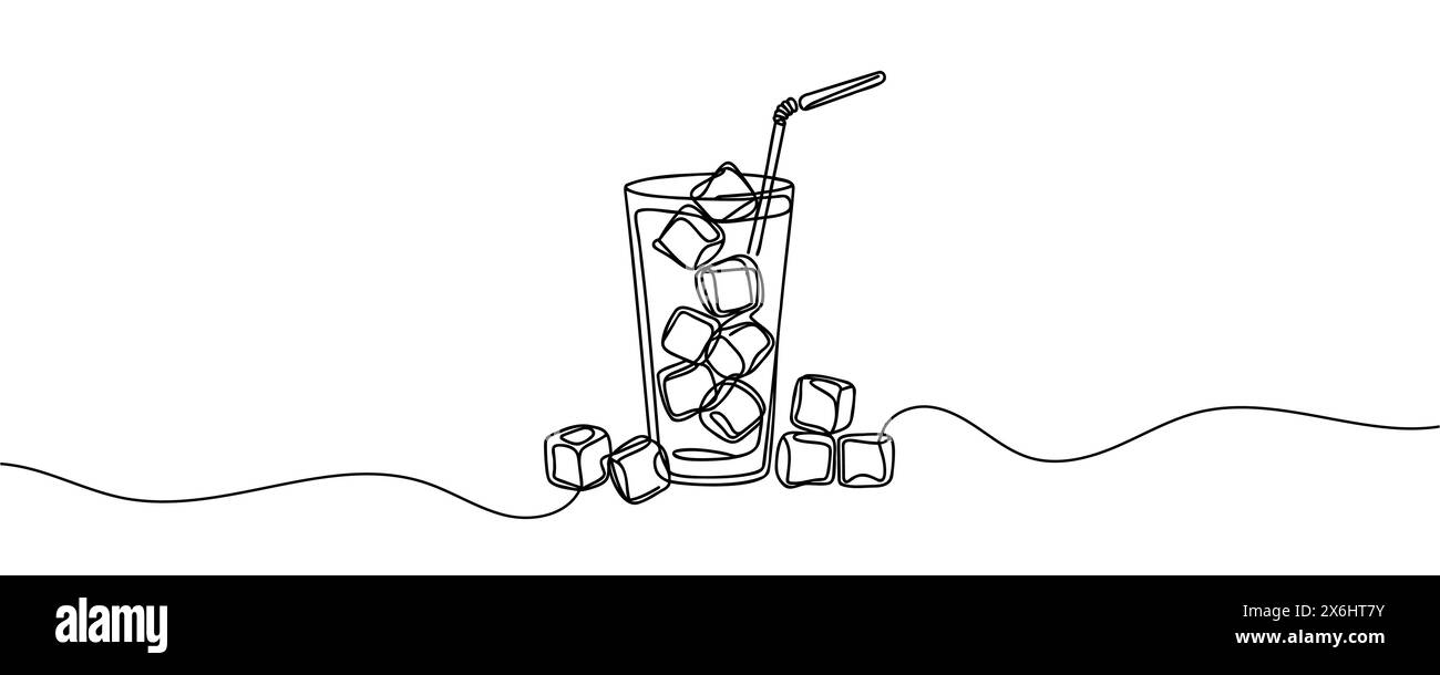 Glass of water with ice, old drink with a straw for drinking ...