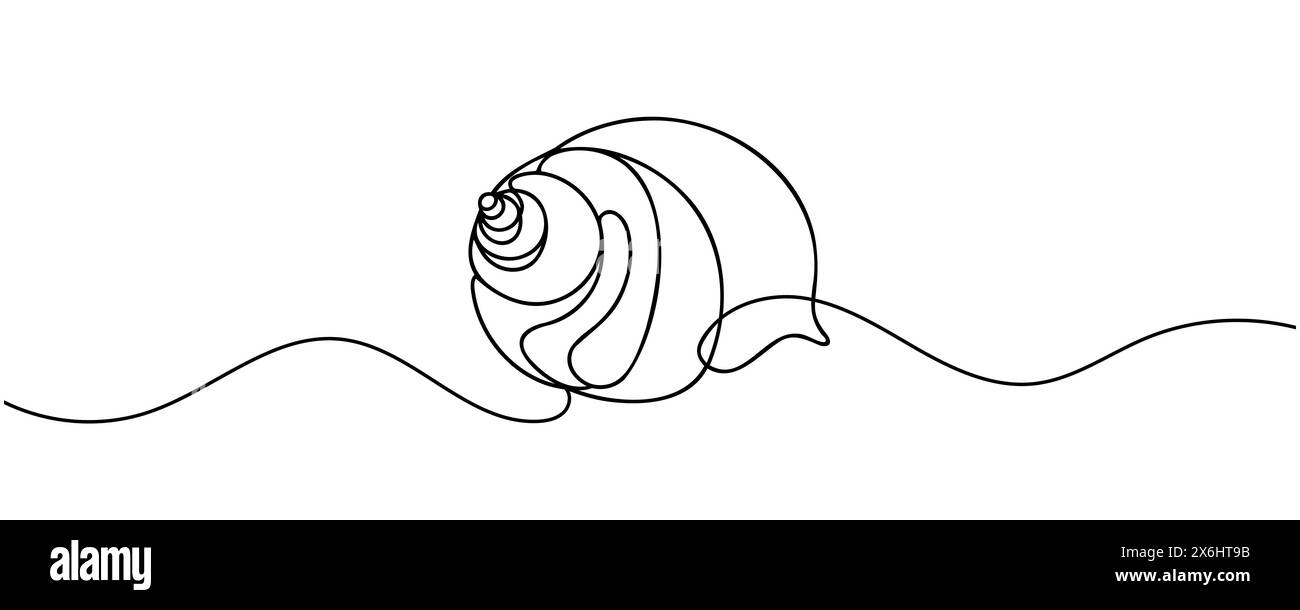 seashell, continuous one line drawing. Vector minimalist linear ...