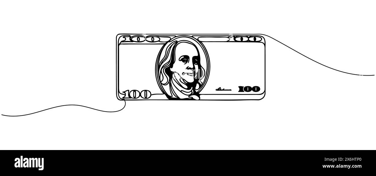 Continuous one line drawing dollar paper. Country currency concept ...