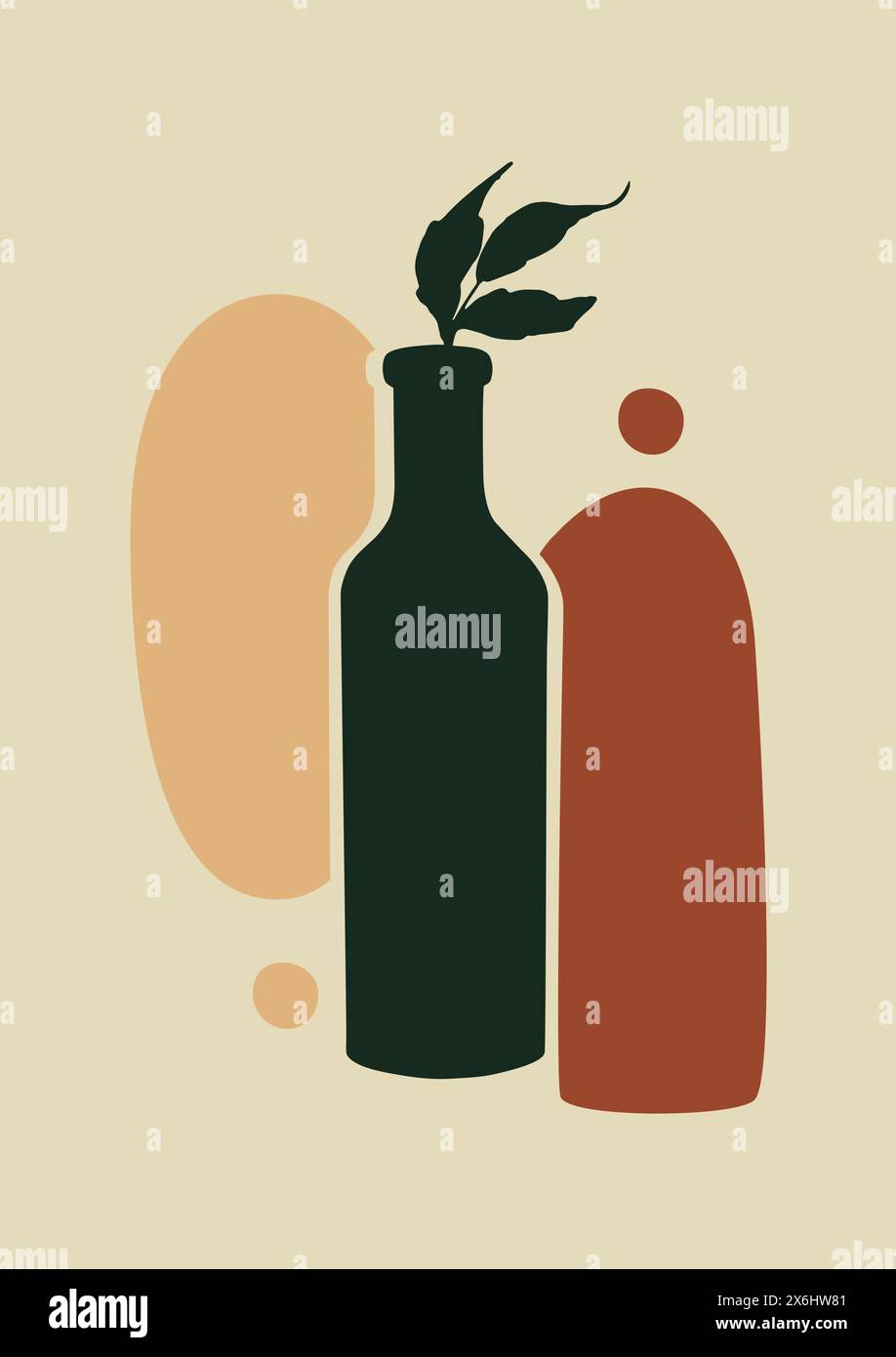 Pottery workshop wall art vector drawing with abstract shapes and ...