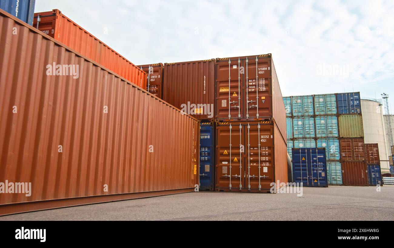 Low Angle Shot of an Industrial Terminal Location in a Shipyard ...