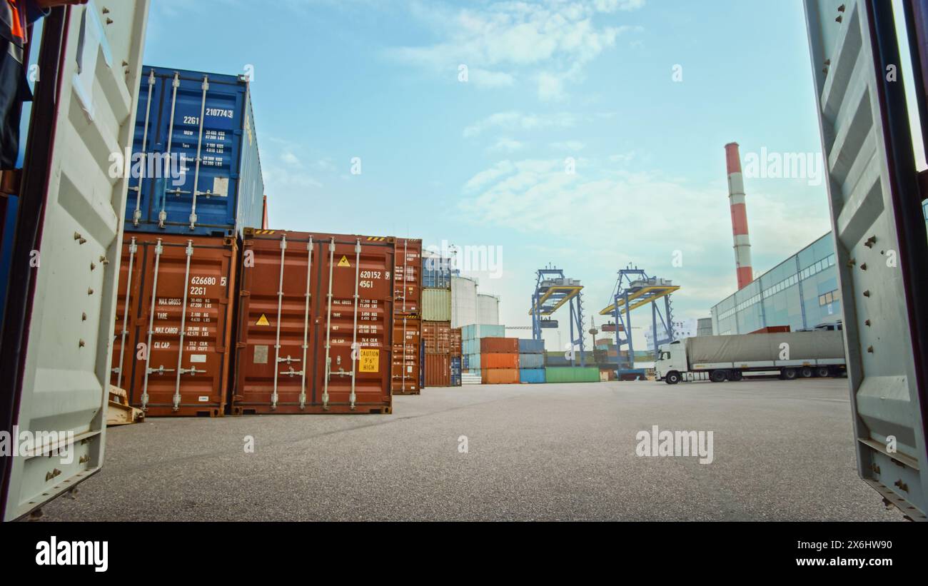 Low Angle Shot of an Industrial Terminal Location in a Shipyard ...