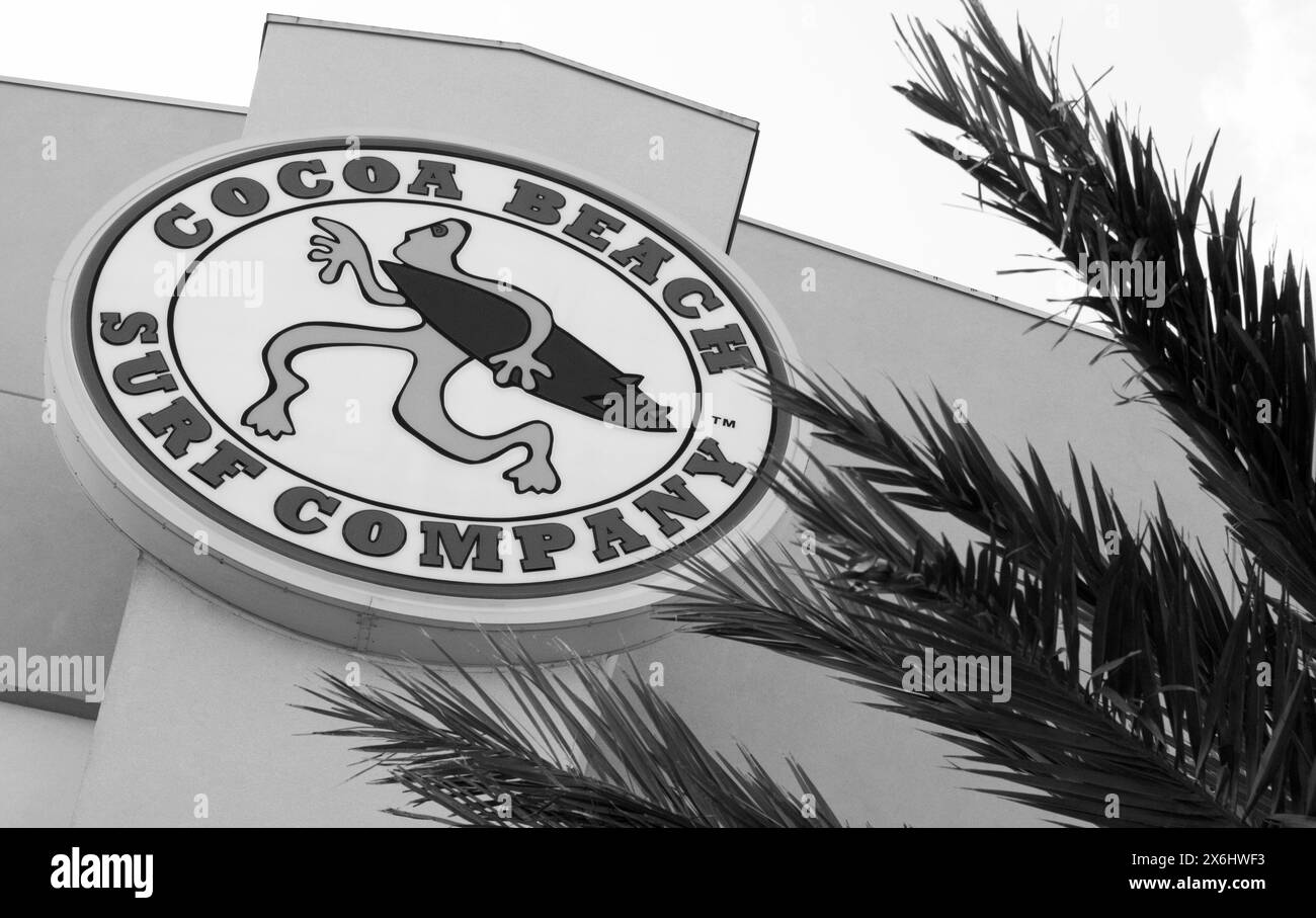 Cocoa Beach Surf Company sign at Cocoa Beach, Florida, USA Stock Photo ...