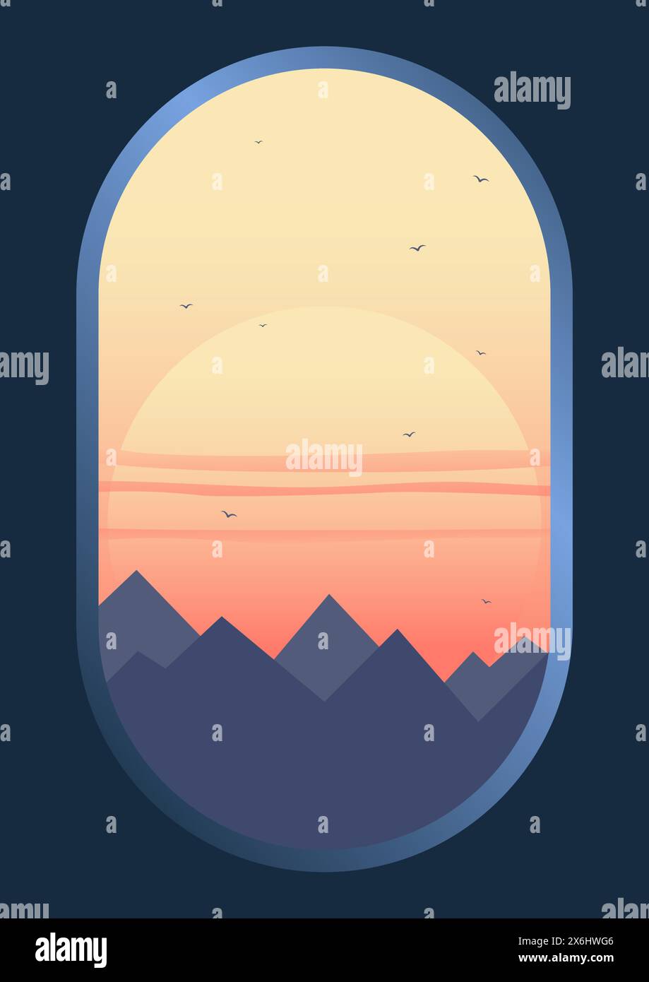 Aerial panorama sunset in Stock Vector Images - Alamy