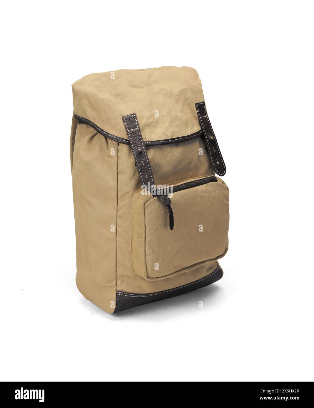 canvas backpack isolated on white background Stock Photo - Alamy