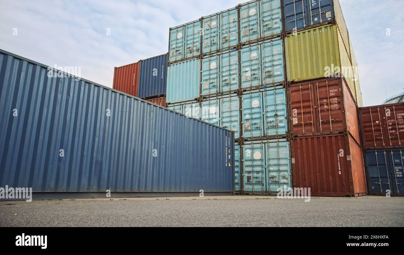 Low Angle Shot of an Industrial Terminal Location in a Shipyard ...