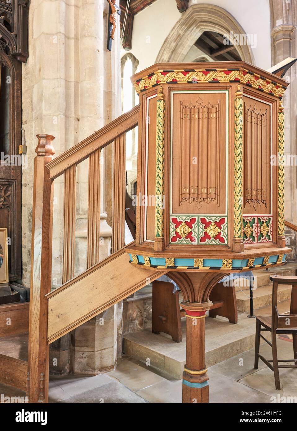 Pulpit in St John the Baptist church, Stamford, England Stock Photo - Alamy