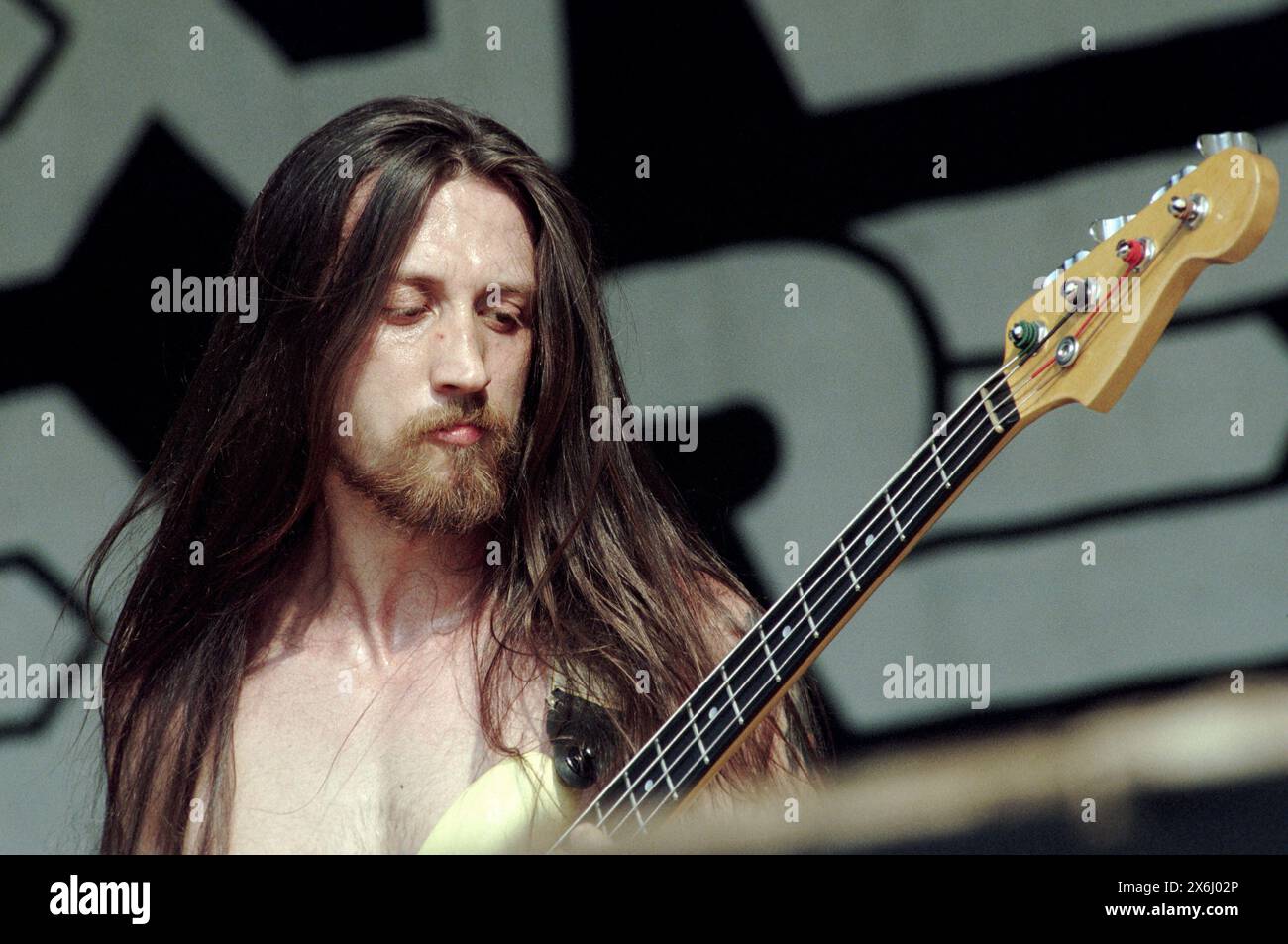 Milan Italy 09/06/1995: Mattia Bigi bassist of the Extrema, Italian ...