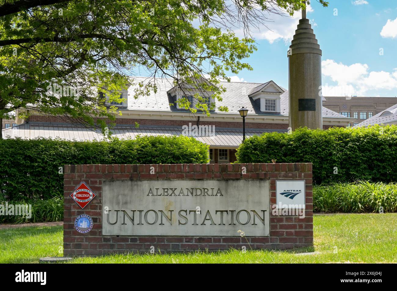 Alexandria, Virginia, USA - 1 May 2024: Sign outside the Amtrak Union ...