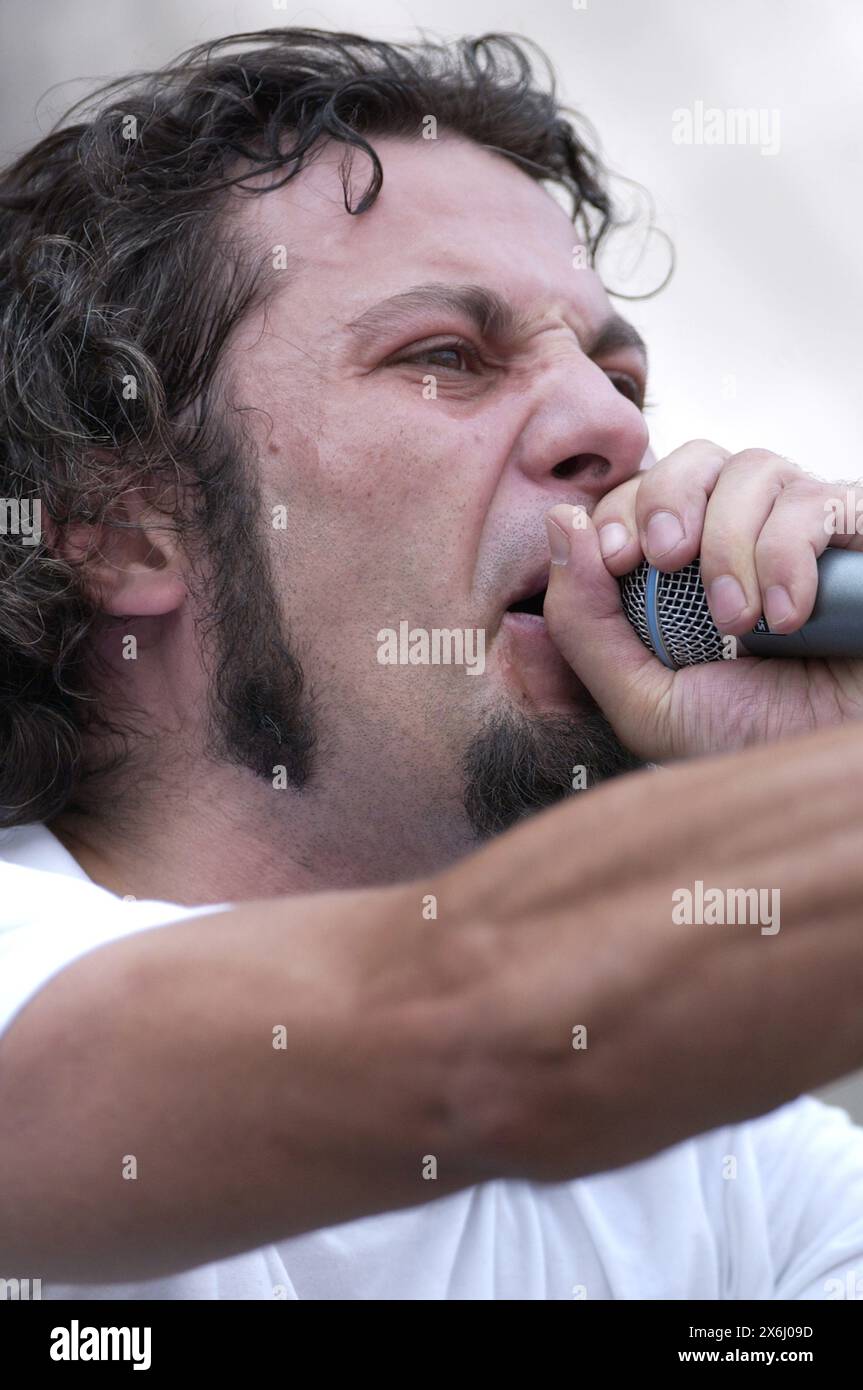 Imola Italy 13/06/2003: Gianluca Perotti singer of the Extrema, Italian ...